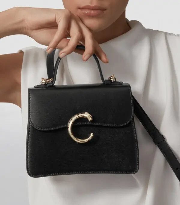 Cartier Leather Mini Panthère De Top-handle Bag