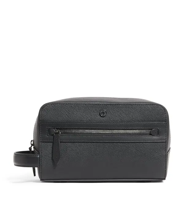 Harrods Leather Wash Bag - Black
