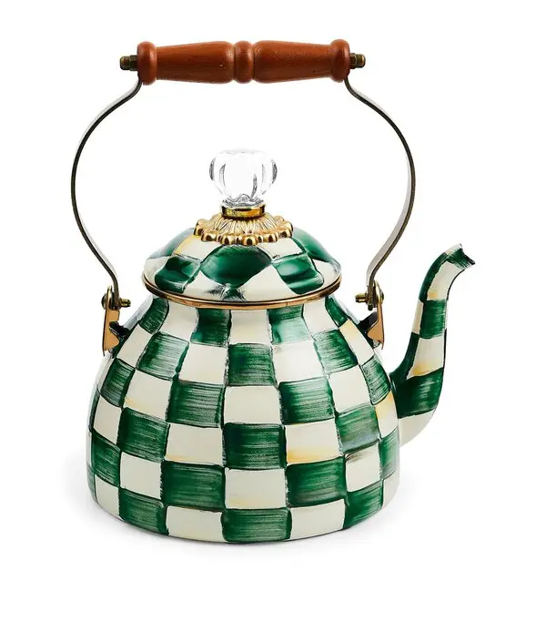 MACKENZIE-CHILDS Emerald Check 2-quart Tea Kettle - Green
