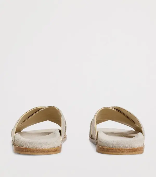 Eleventy Embroidered Crossover Slides - Beige