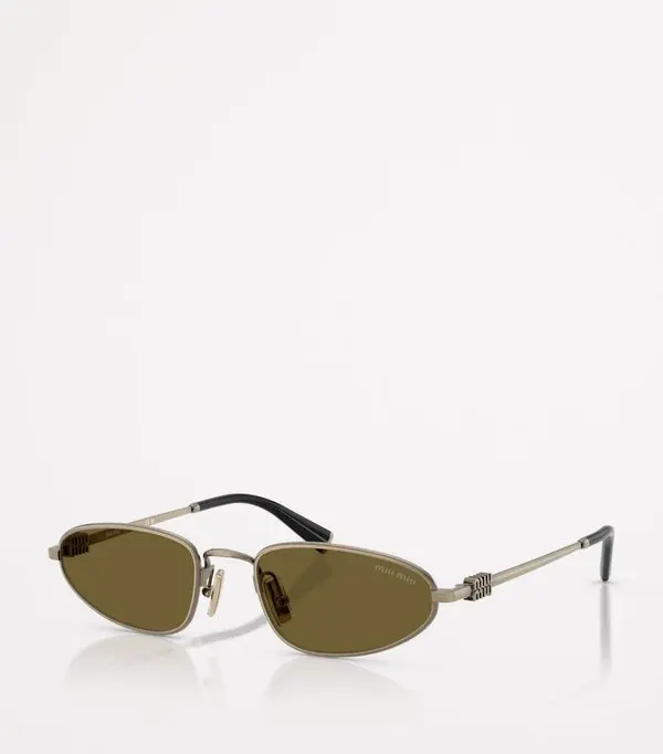 Miu Miu Metal Oval Sunglasses - Gold