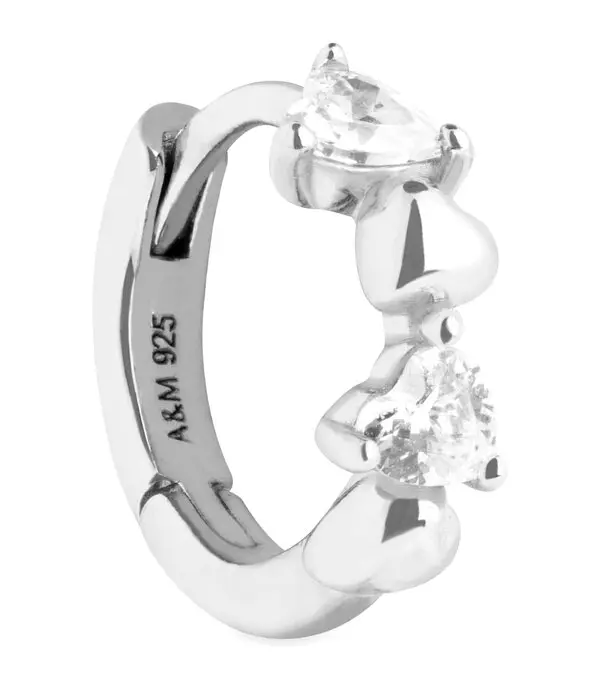 ASTRID & MIYU Rhodium-plated Heart Cluster Single Hoop Earring - Silver