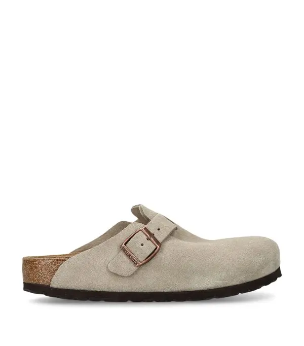 BIRKENSTOCK Suede Boston Clogs - Brown