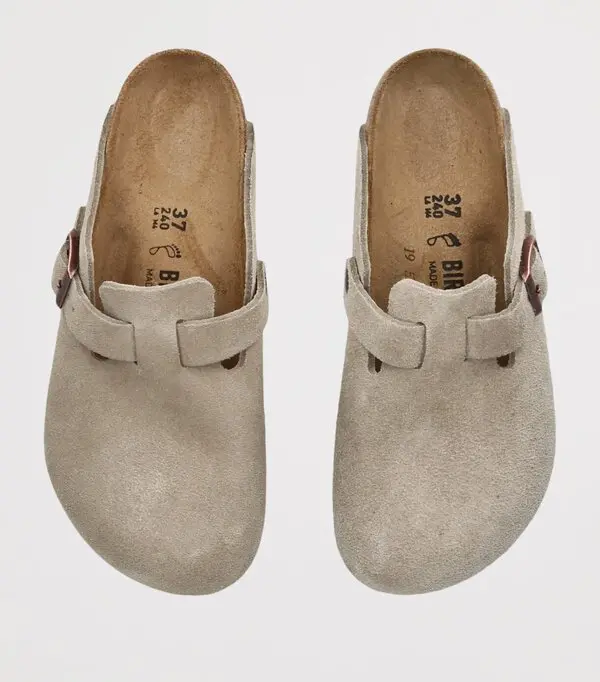BIRKENSTOCK Suede Boston Clogs - Brown