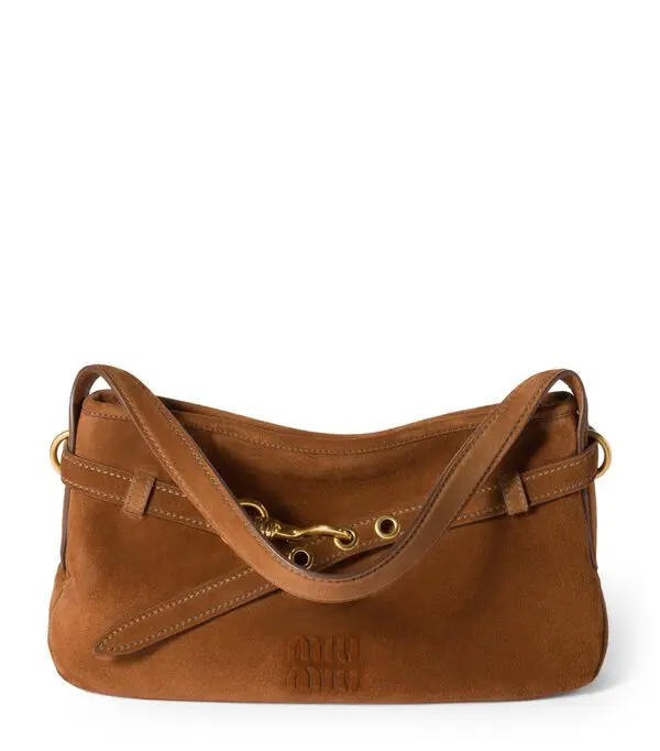Miu Miu Suede Aventure Shoulder Bag - Brown