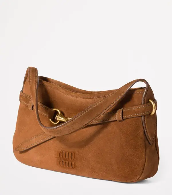 Miu Miu Suede Aventure Shoulder Bag - Brown