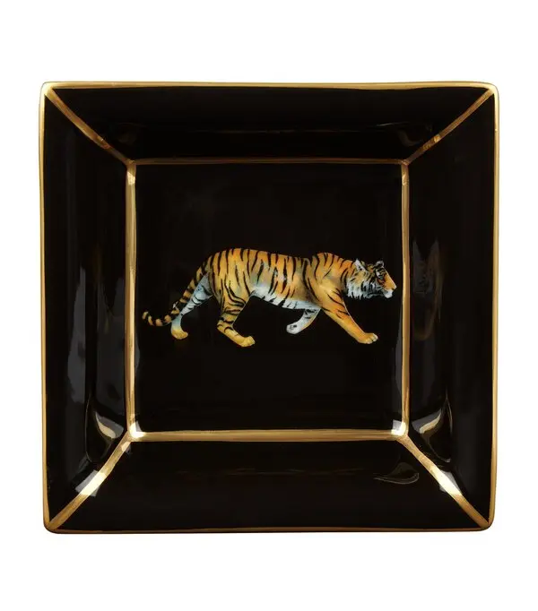 Halcyon Days Square Tiger Tray - Black