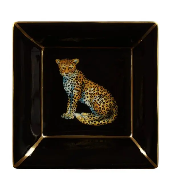 Halcyon Days Square Leopard Tray - Black