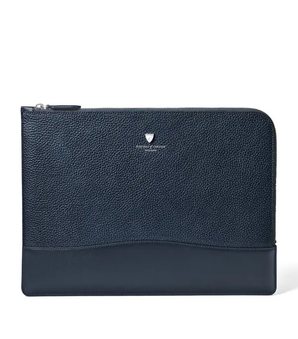 ASPINAL OF LONDON Leather Mount Street Laptop Case - Navy
