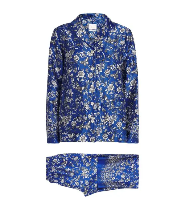 Harrods Silk Butterfly Print Pyjama Set - Blue