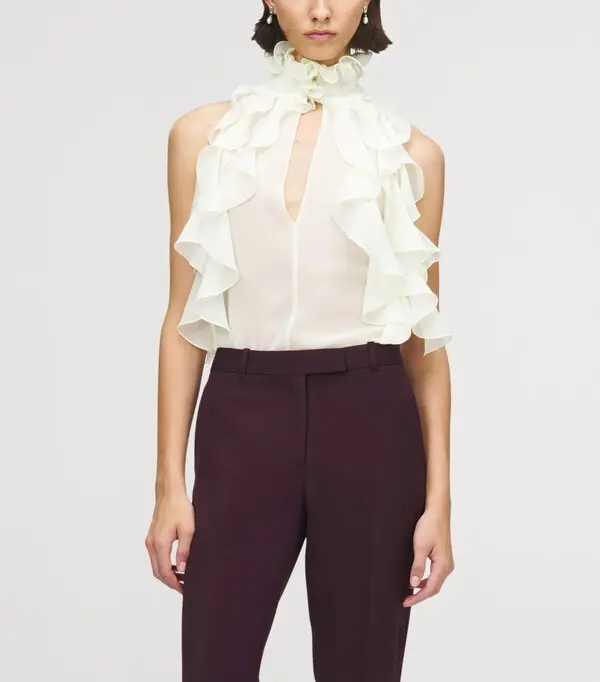 Alexander McQueen Silk Ruffle Blouse - Nude