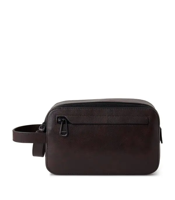 Mulberry Leather Double-zip Wash Bag - Brown