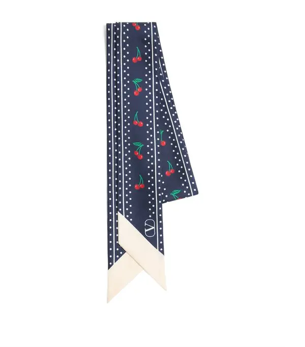 Valentino Garavani Silk Cherryfic Print Scarf - Blue