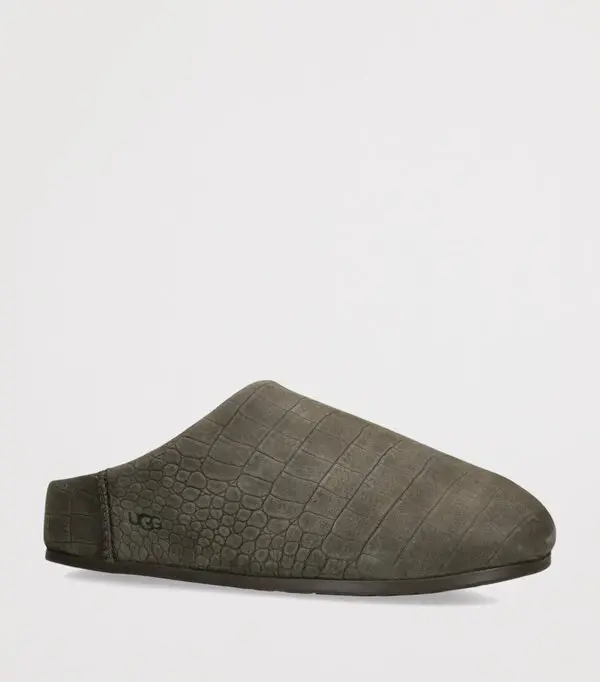 UGG Leather Embossed Slippers - Grey