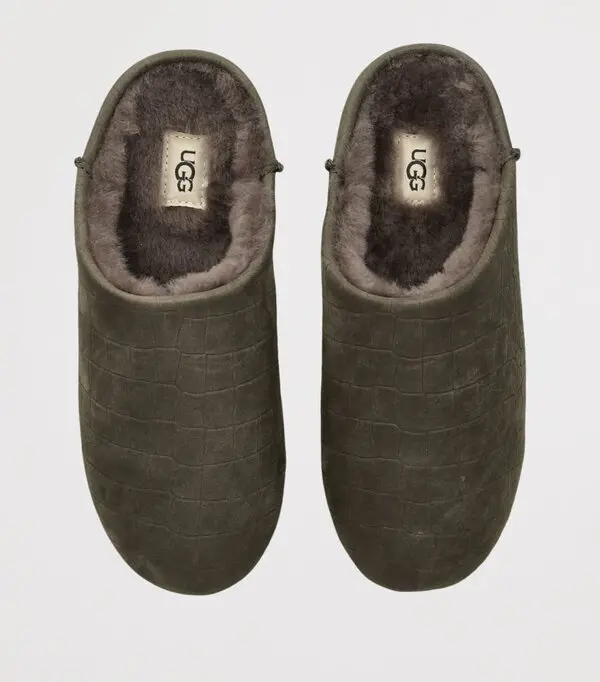 UGG Leather Embossed Slippers - Grey