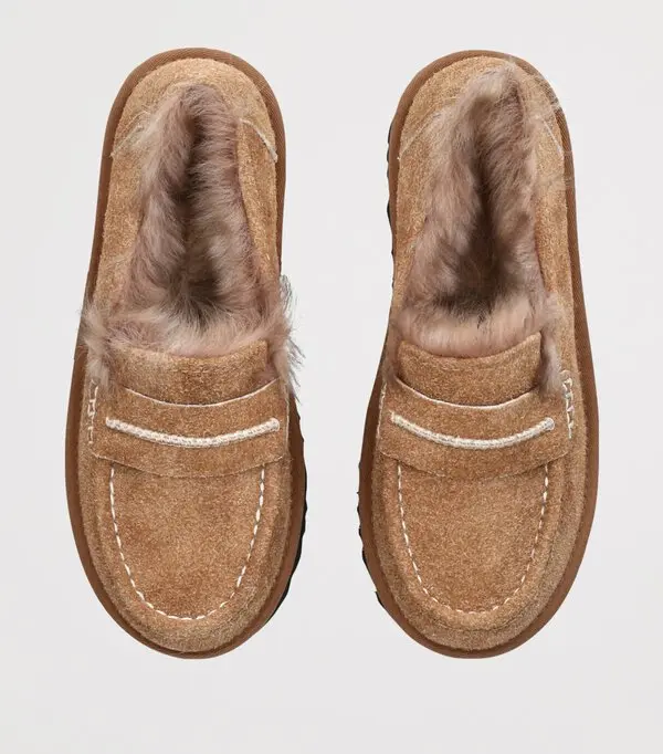 UGG Suede Fur-lined Elise Loafers - Beige