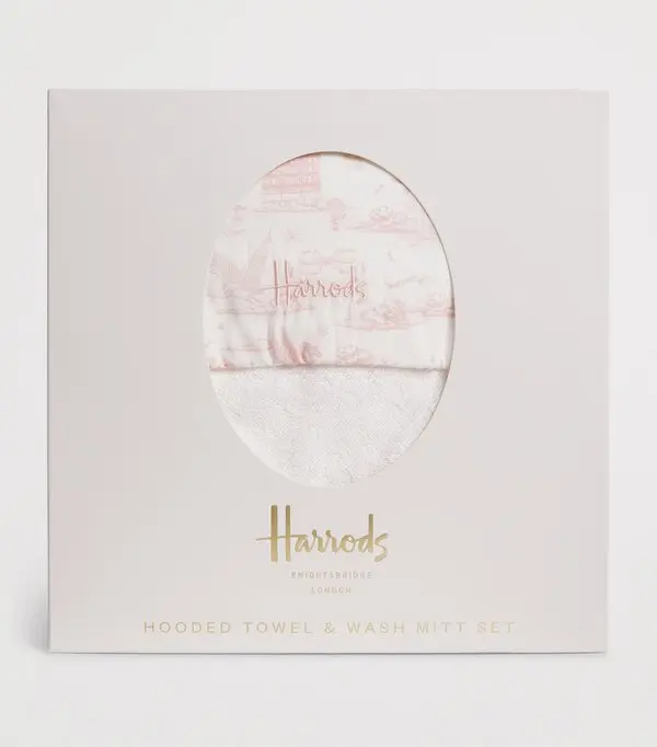 Harrods Organic Cotton Hooded Towel And Wash Mitt Set - Pink