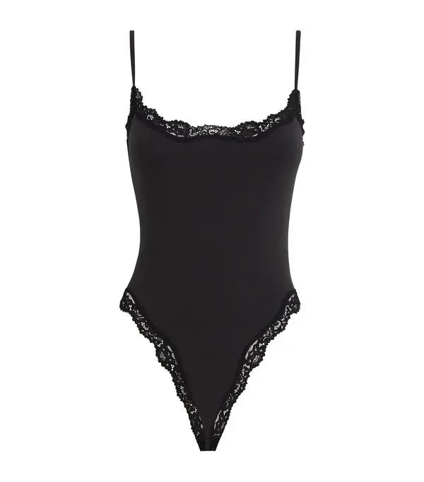 SKIMS Fits Everybody Lace-trim Bodysuit - Black