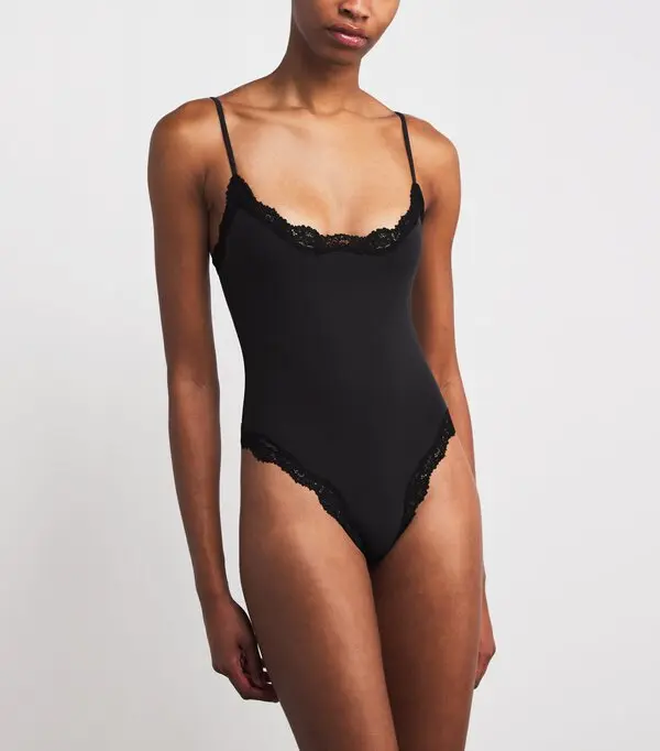 SKIMS Fits Everybody Lace-trim Bodysuit - Black