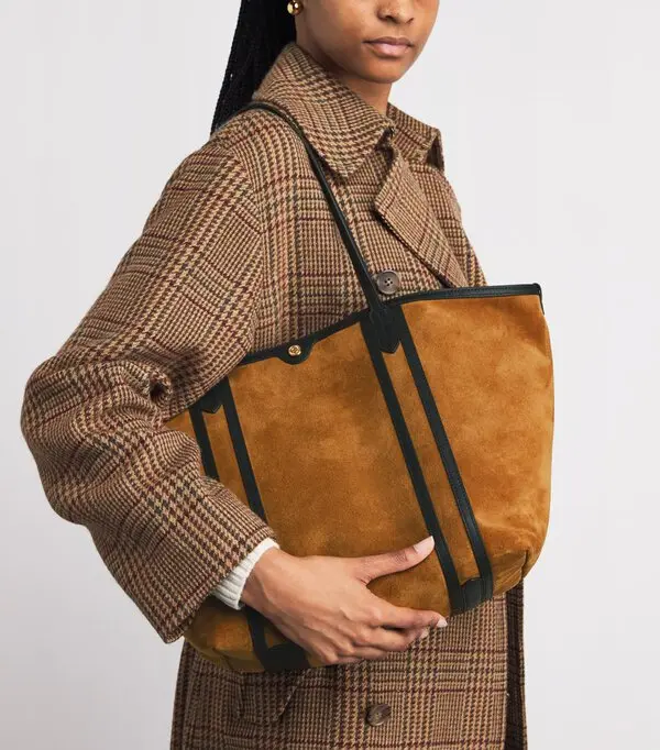 Harrods Suede Leather-trim Tote Bag