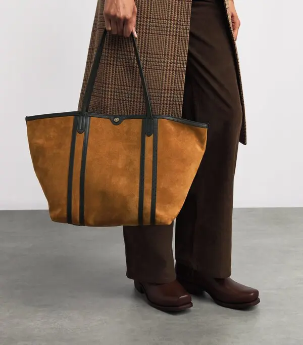 Harrods Suede Leather-trim Tote Bag