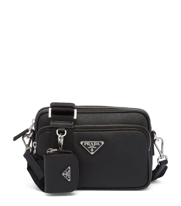 Prada Saffiano Leather Crossbody Bag - Black