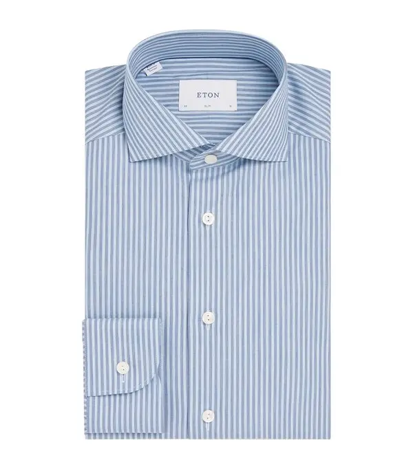Eton Cotton Twill Stripe Slim Shirt