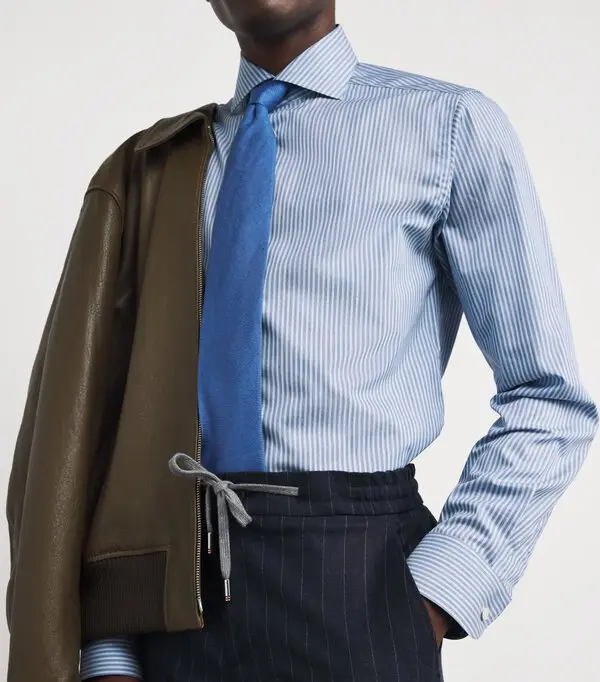 Eton Cotton Twill Stripe Slim Shirt