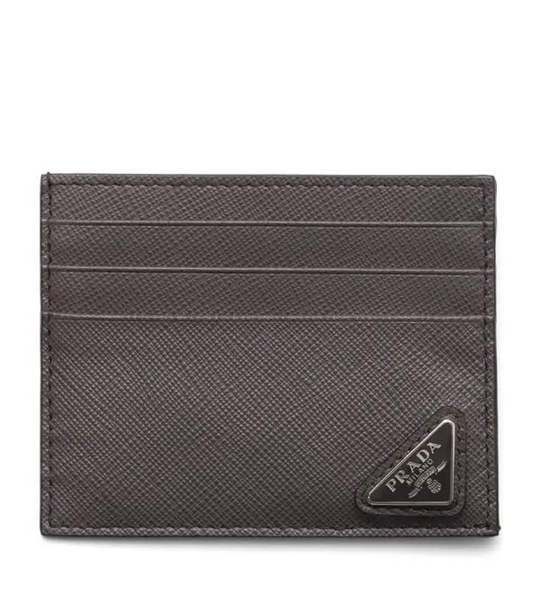 Prada Saffiano Leather Card Holder - Grey