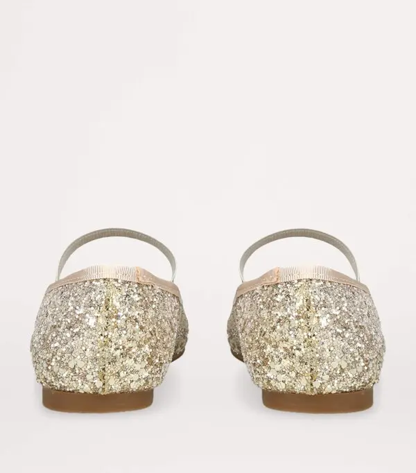 PAPOUELLI Leather Glitter Ballet Flats