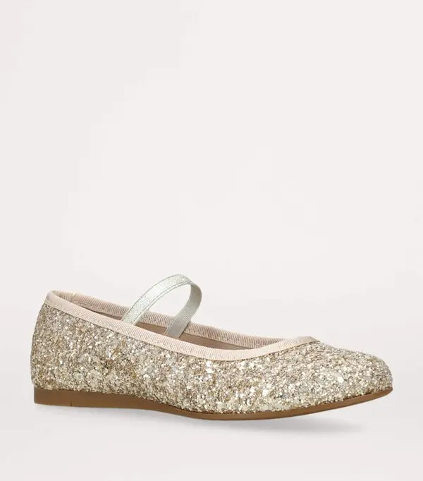 PAPOUELLI Leather Glitter Ballet Flats