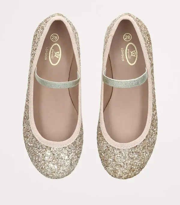 PAPOUELLI Leather Glitter Ballet Flats