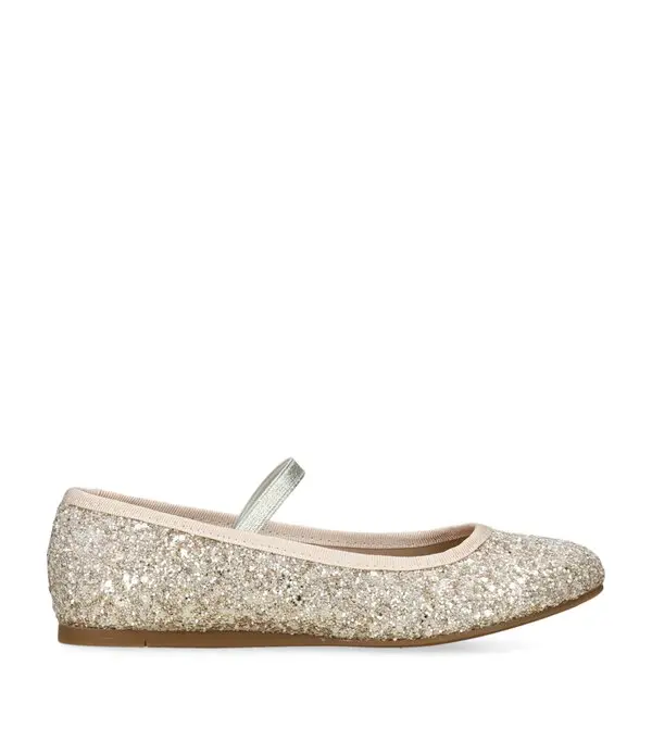 PAPOUELLI Leather Glitter Ballet Flats