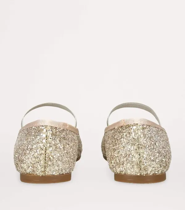 PAPOUELLI Leather Glitter Ballet Flats