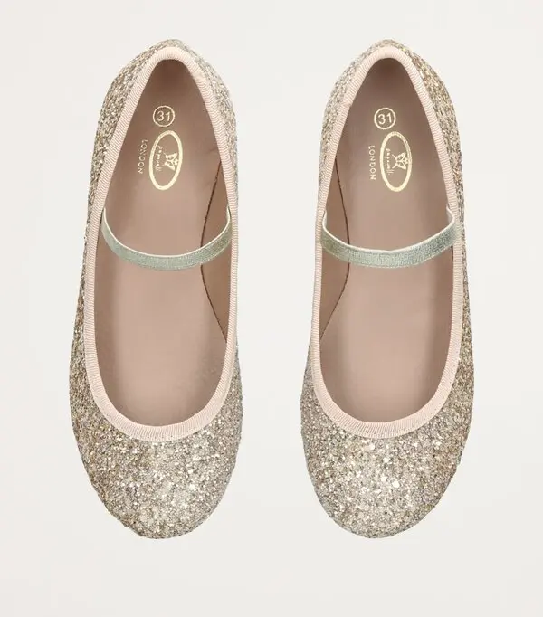 PAPOUELLI Leather Glitter Ballet Flats