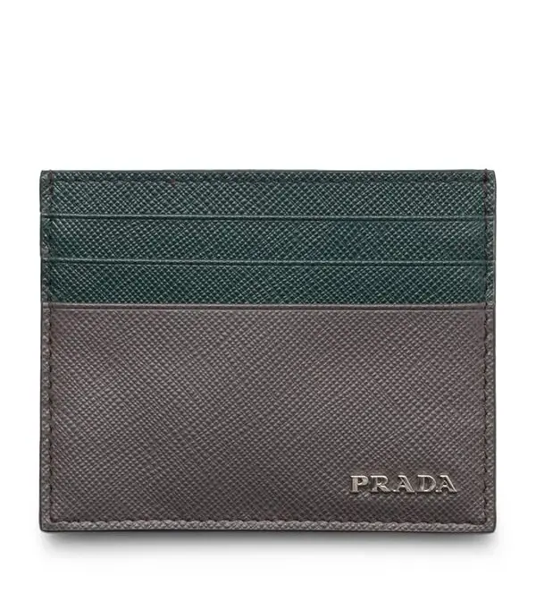 Prada Saffiano Leather Card Holder - Grey