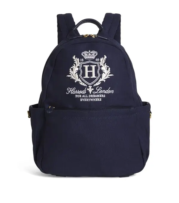 Harrods Cotton Emblem Backpack - Navy
