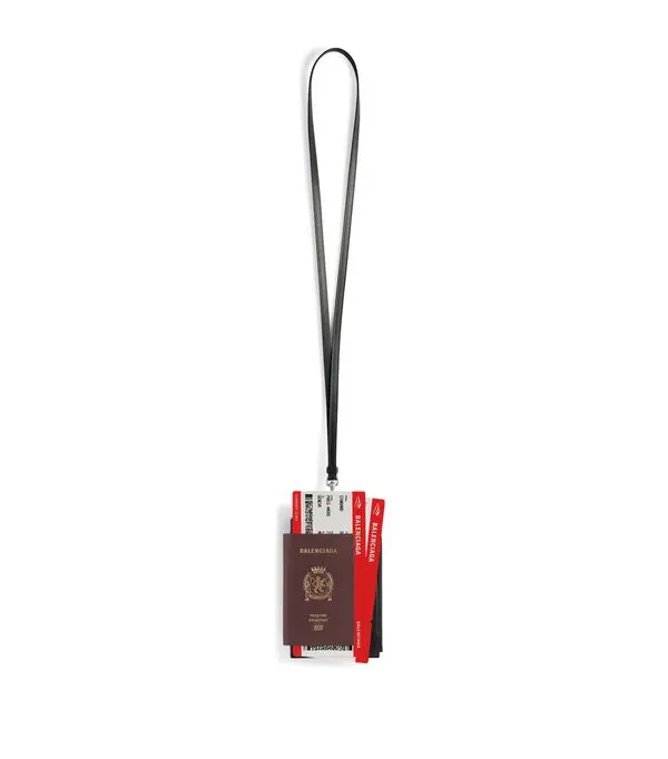 Balenciaga Calfskin Passport Phone Holder - Red