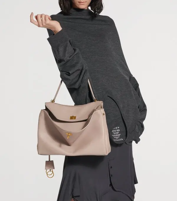 Balenciaga Medium Leather Rodeo Top-handle Bag - Beige