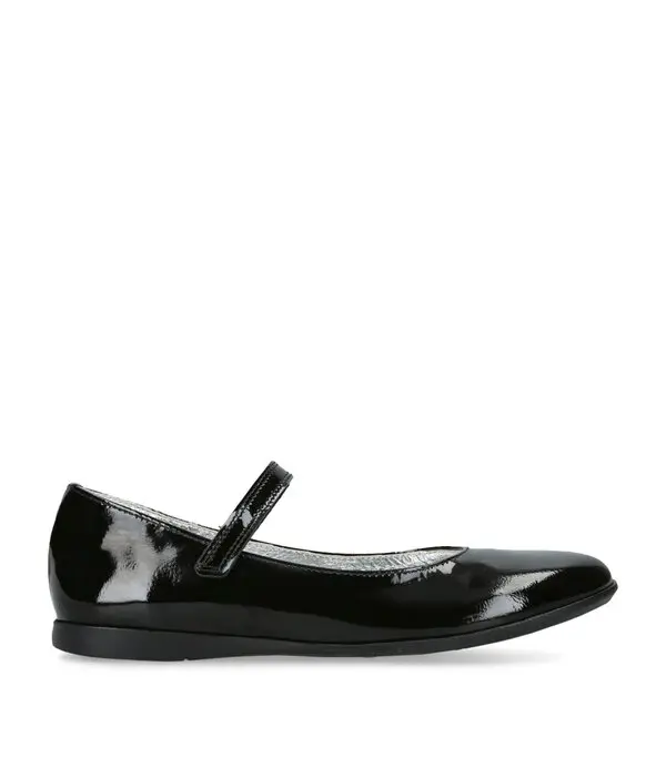PAPOUELLI Patent Leather Evie Mary Jane Flats - Black