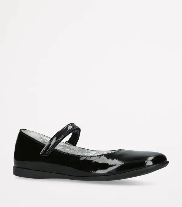 PAPOUELLI Patent Leather Evie Mary Jane Flats - Black