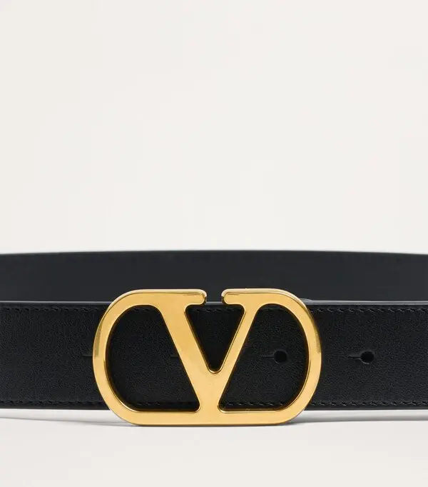 Valentino Garavani Vlogo Signature Leather Belt - Black