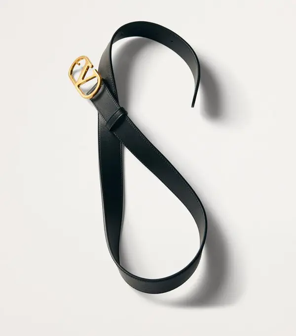 Valentino Garavani Vlogo Signature Leather Belt - Black