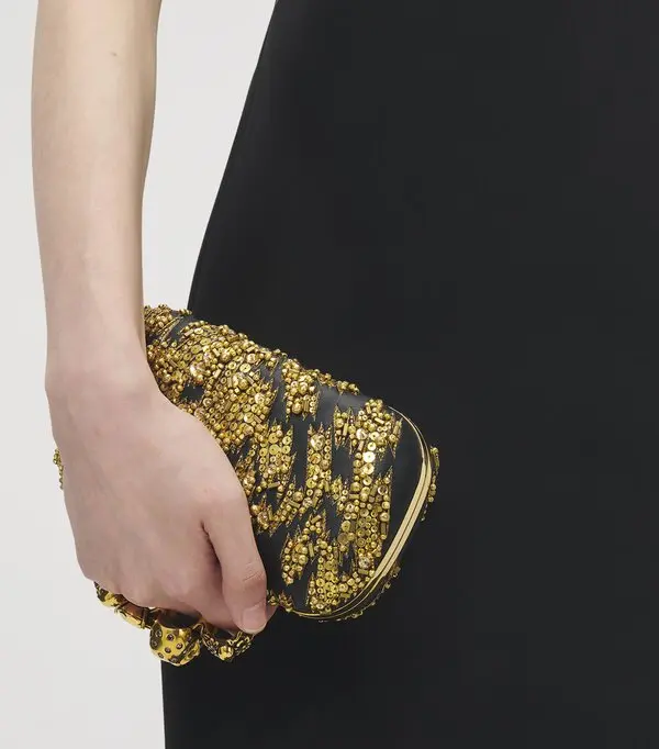 Alexander McQueen Embellished Skull Knuckle Clutch