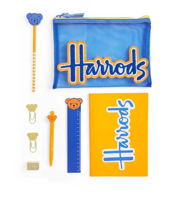 Harrods Filled Logo Pencil Case And Stationery Set - Orange