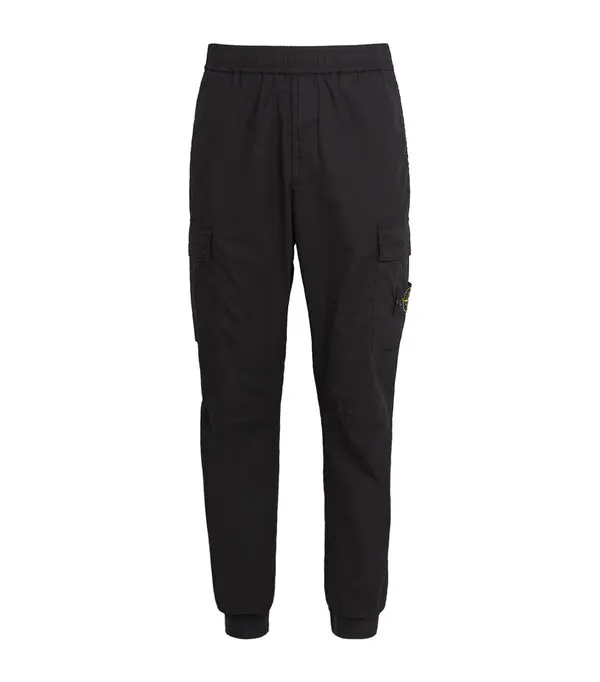 Stone Island Stretch-cotton Cargo Trousers - Black