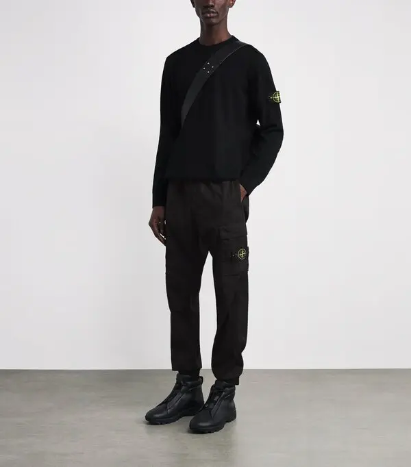 Stone Island Stretch-cotton Cargo Trousers - Black
