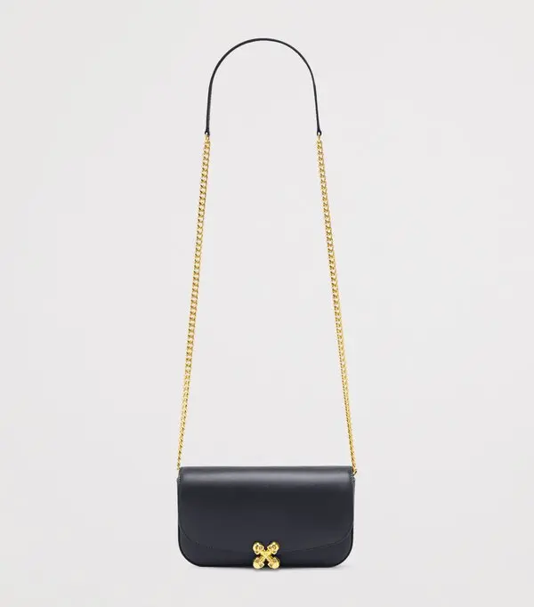 Alexander McQueen Small Leather Cross-body Bag With Skull Flower Detail - Black