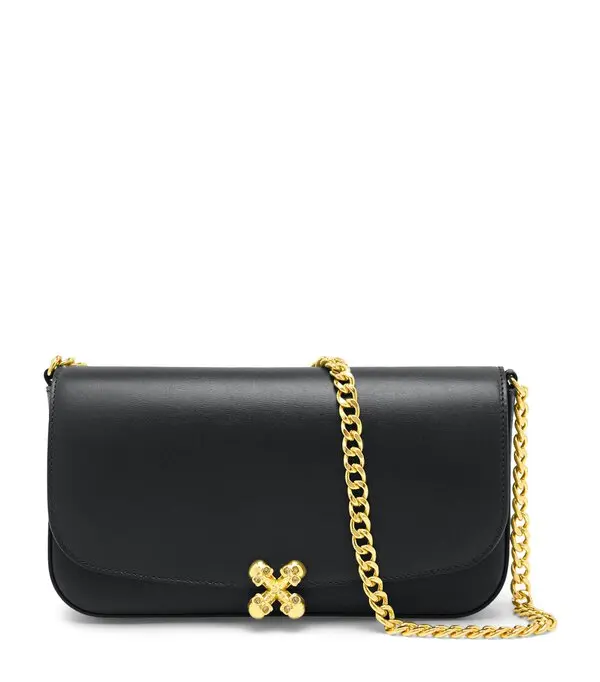 Alexander McQueen Leather Shoulder Bag With Skull Flower Clasp - Black