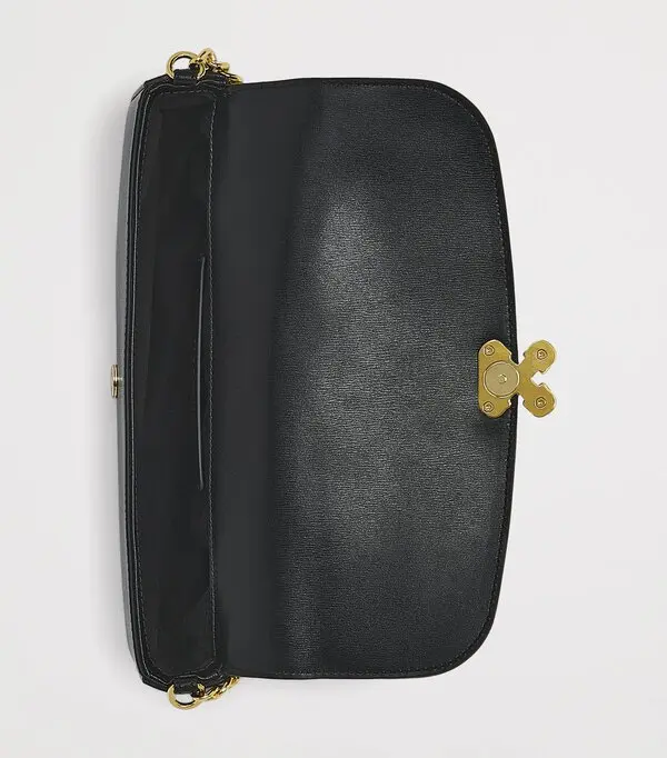Alexander McQueen Leather Shoulder Bag With Skull Flower Clasp - Black